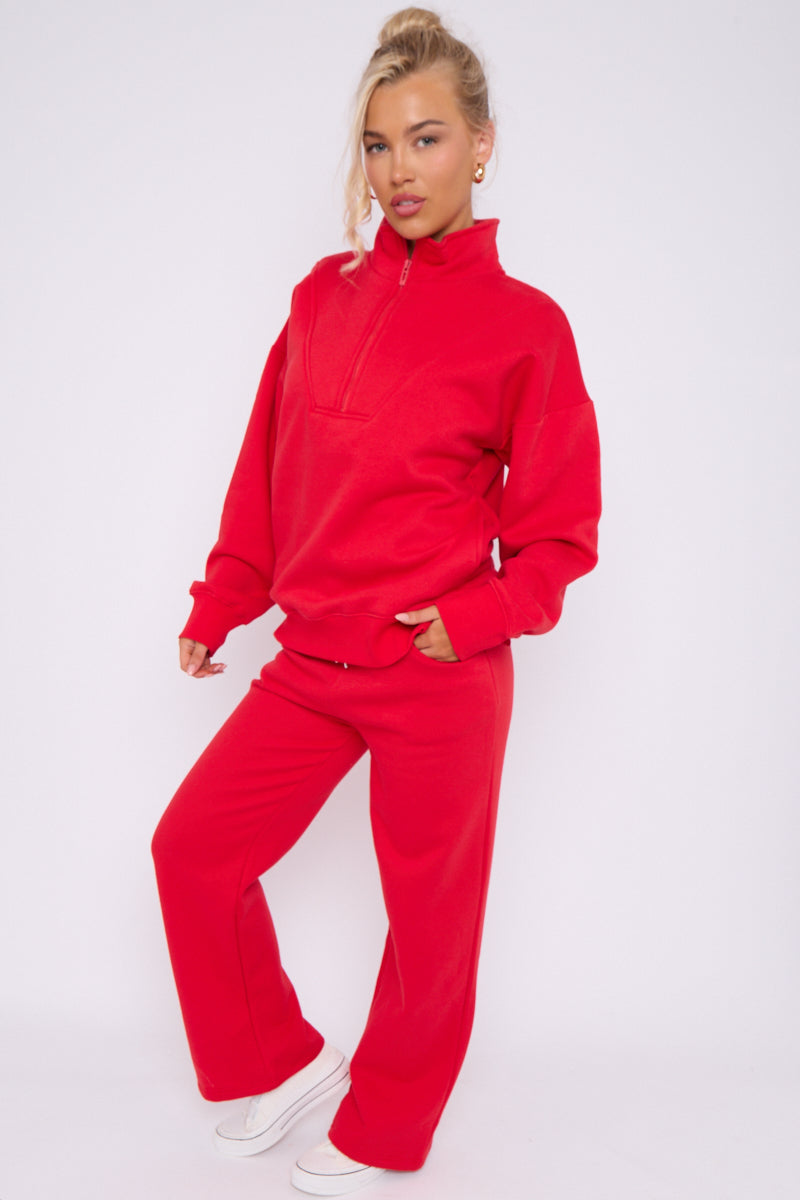 Red Half Zip Tracksuit – Miss Passion